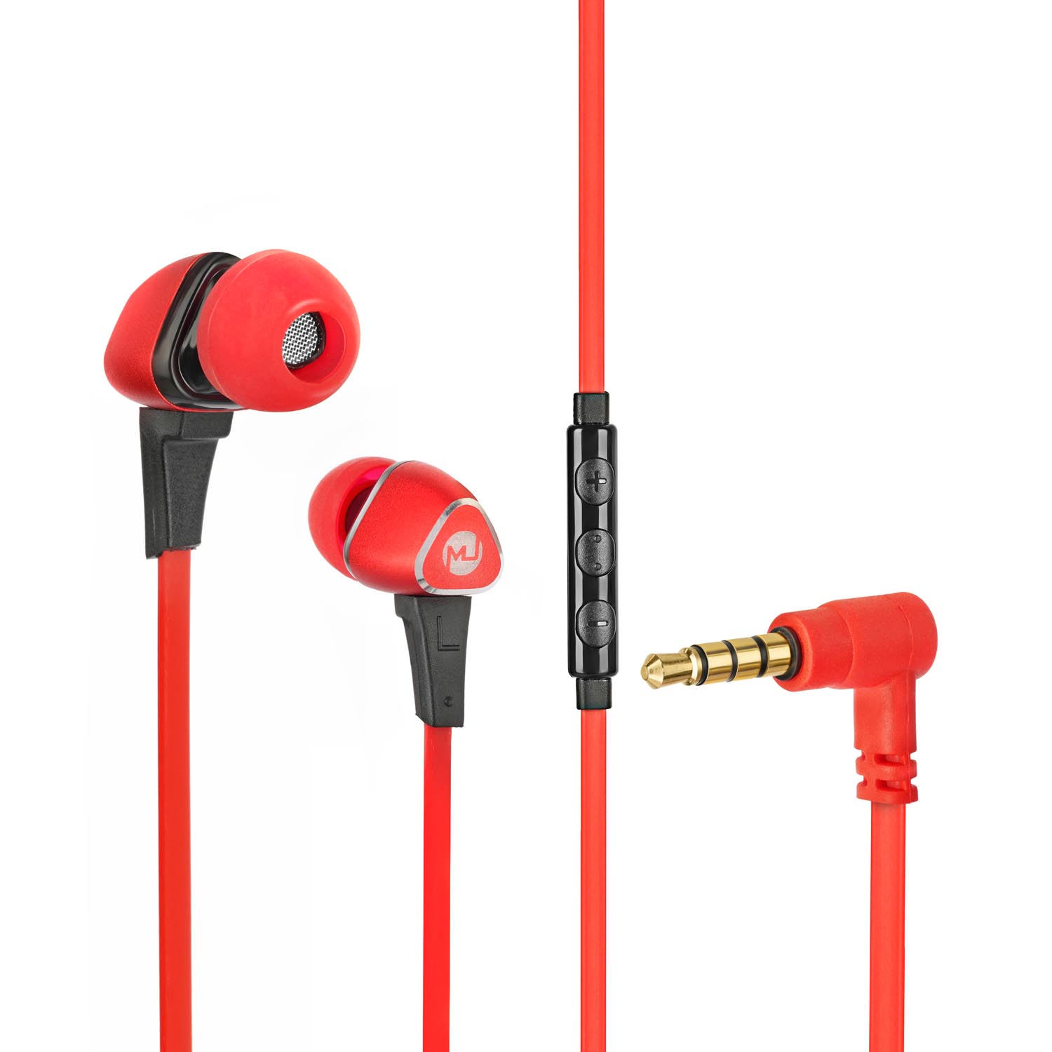 Macjack Wave 100 in Ear Wired Earphones with Mic Red - macjackwave.in